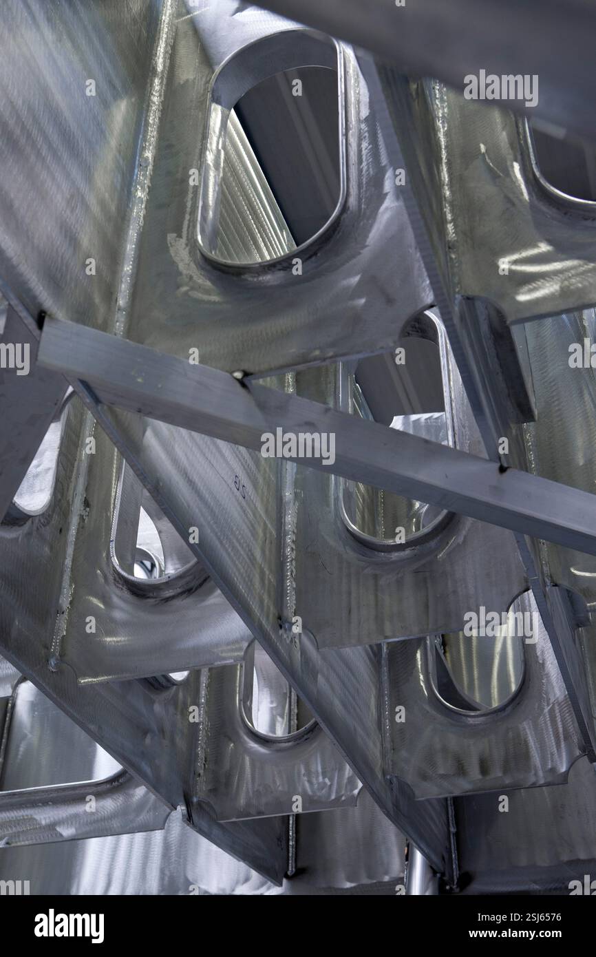 Shipbuilding Industry. Aluminium hull of a super sailing yacht being ...