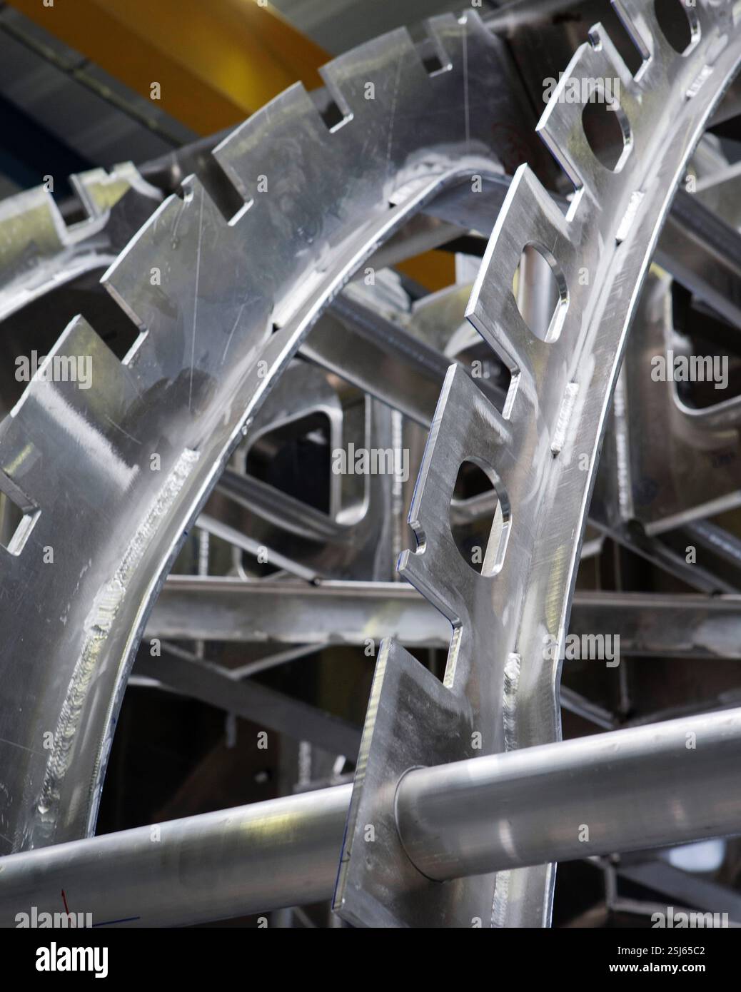 Shipbuilding Industry. Aluminium hull of a super sailing yacht being ...