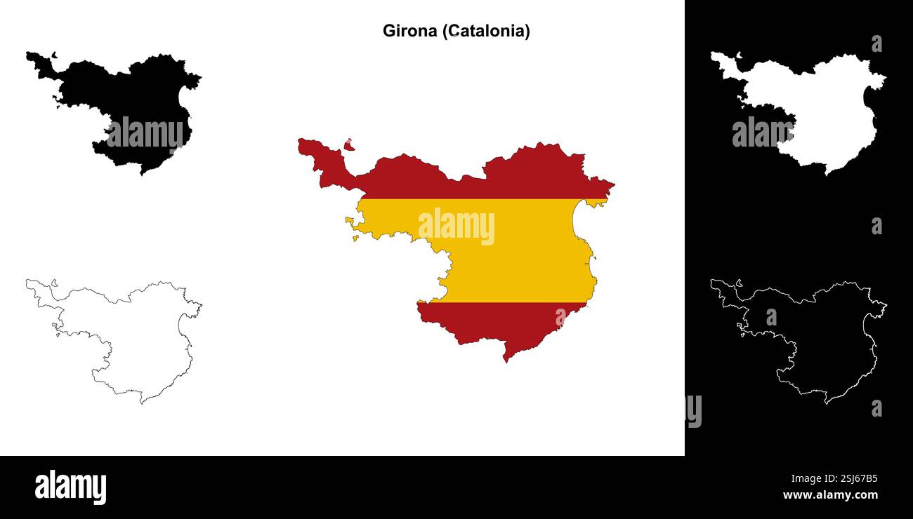 Girona province outline map set Stock Vector Image & Art - Alamy
