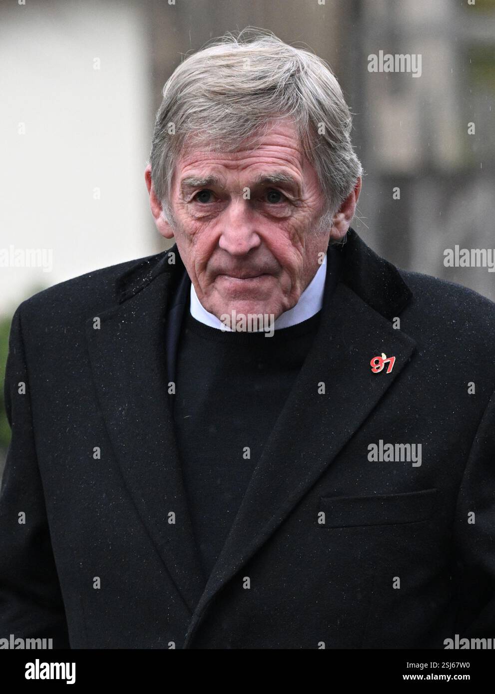 Manchester, UK. February 11th, 2025. Sir Kenny Dalglish at the funeral of Manchester Utd and ...