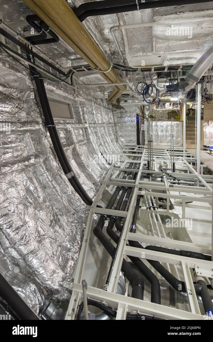 Shipbuilding Industry. Aluminium hull of a super sailing yacht being ...