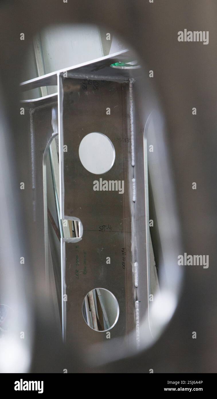 Shipbuilding Industry. Aluminium hull of a super sailing yacht being ...