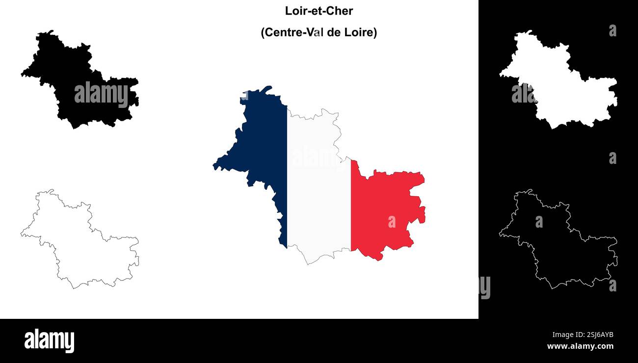 Loir-et-Cher department outline map set Stock Vector Image & Art - Alamy