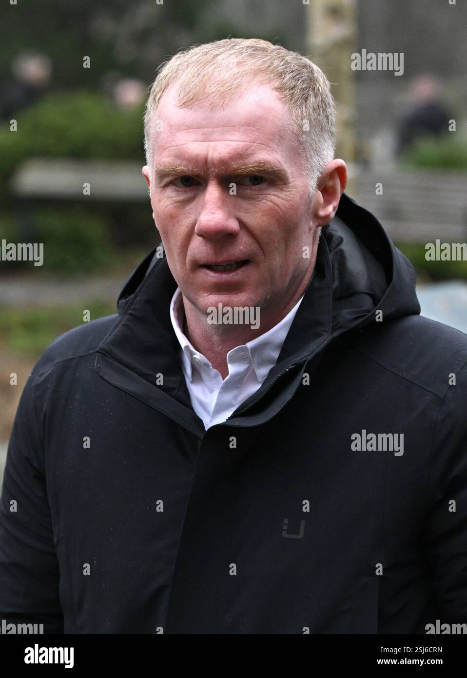 Manchester, UK. February 11th, 2025. Paul Scholes at the funeral of ...