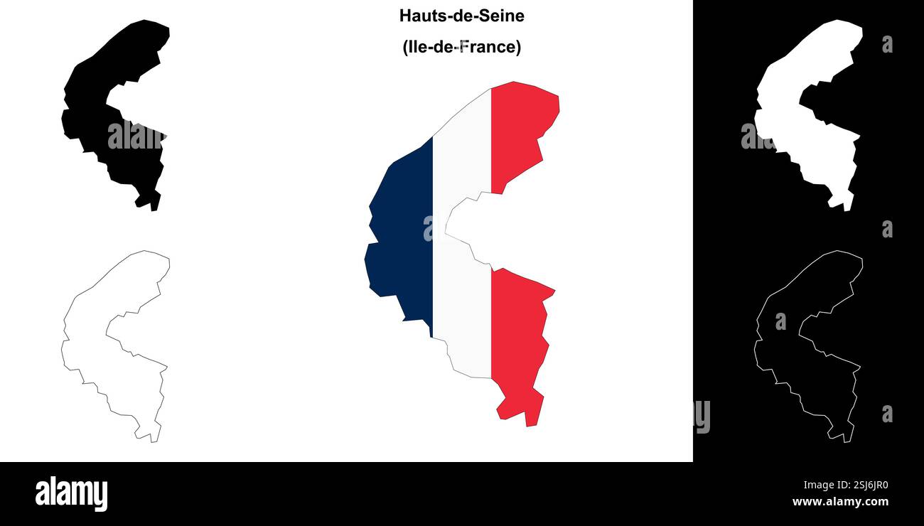 Hauts-de-Seine department outline map set Stock Vector Image & Art - Alamy