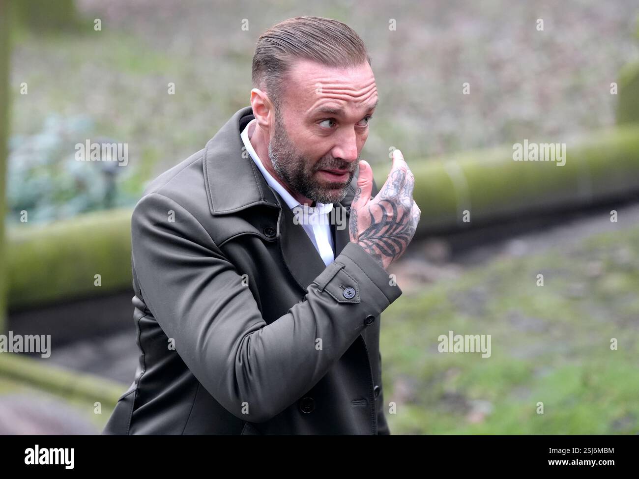 Calum Best arriving at Manchester Cathedral for the funeral of former ...