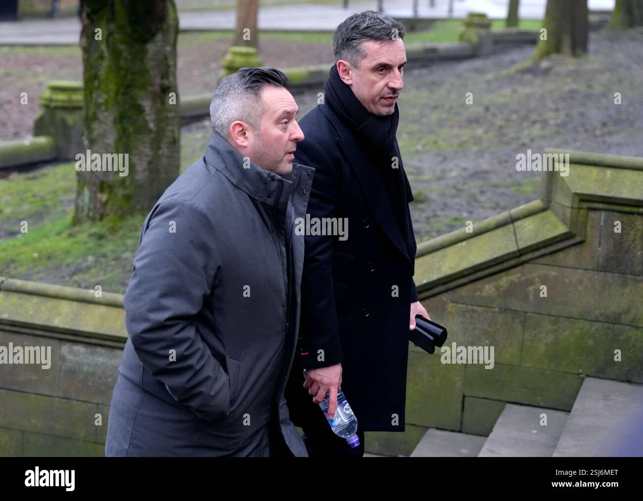 Gary Neville arriving at Manchester Cathedral for the funeral of former ...