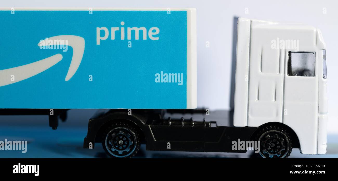 Amazon prime truck lorry e-commerce online retailer vehicle Stock Photo ...