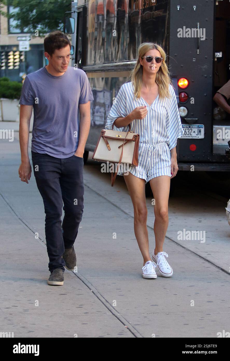 Nicky Hilton Rothschild and her husband James Rothschild walk in Soho ...