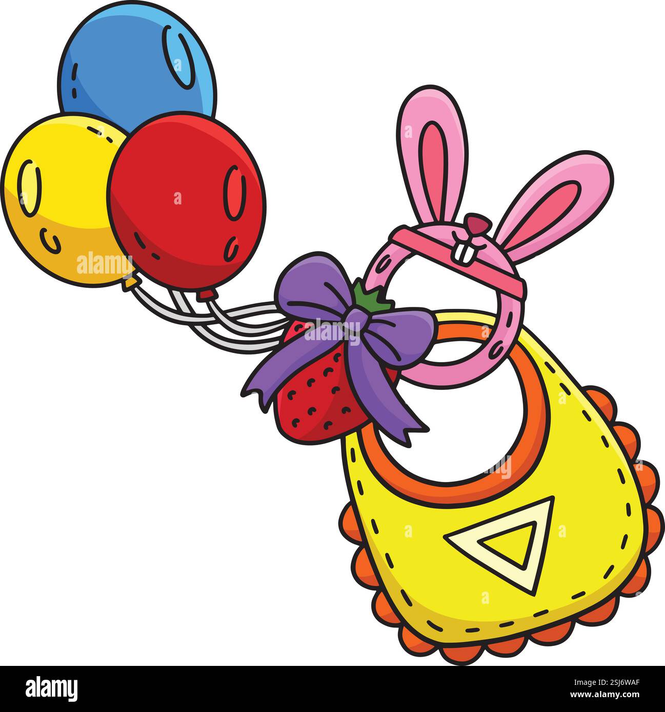 Baby Shower Teether Bib tied to Balloon Clipart Stock Vector Image ...