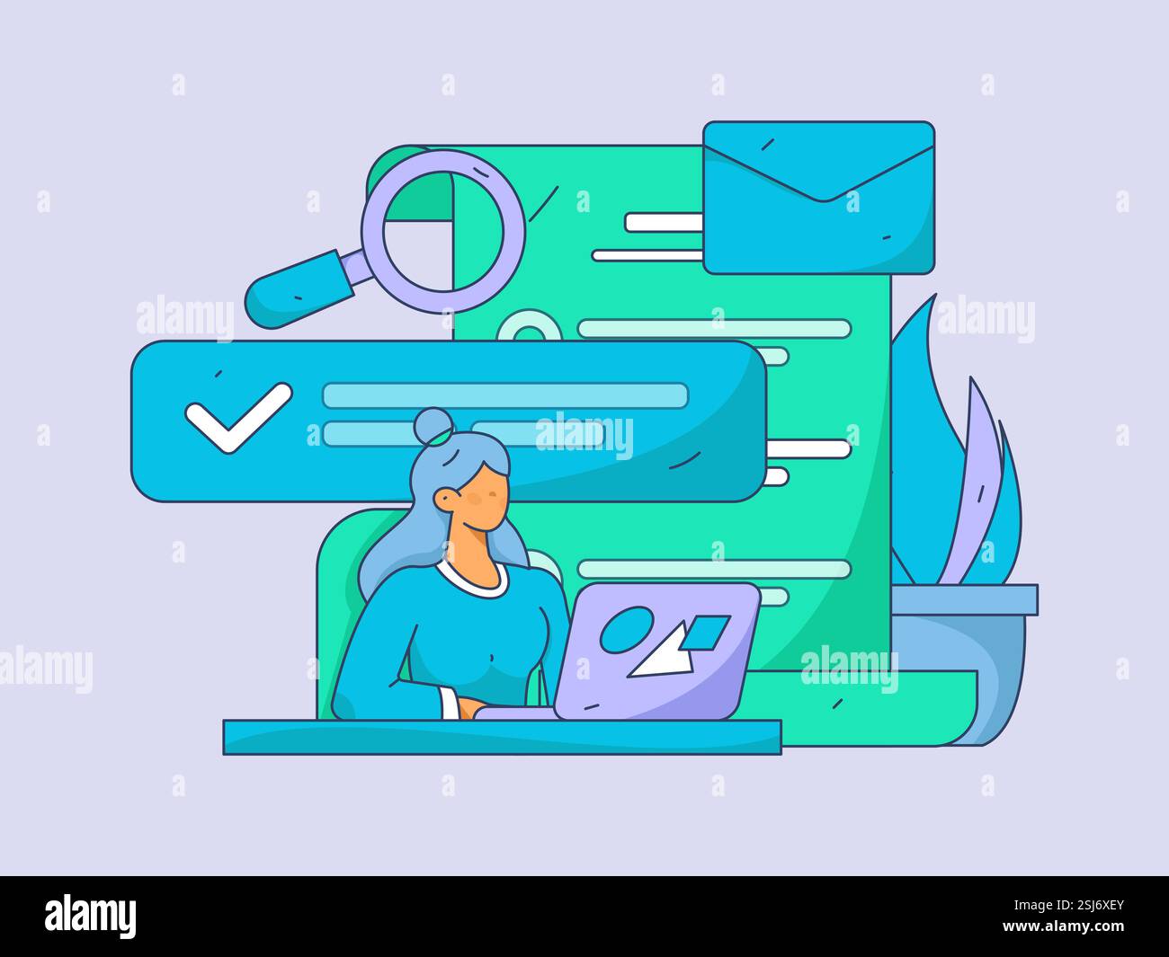 Flat vector illustration of business people operating work scene Stock ...