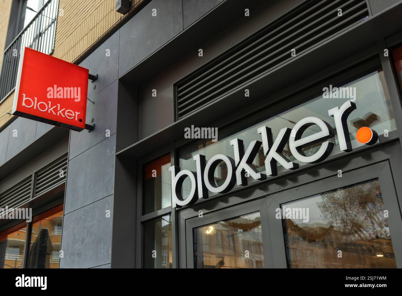 Blokker store logo, a Dutch household supply store chain, Utrecht in ...