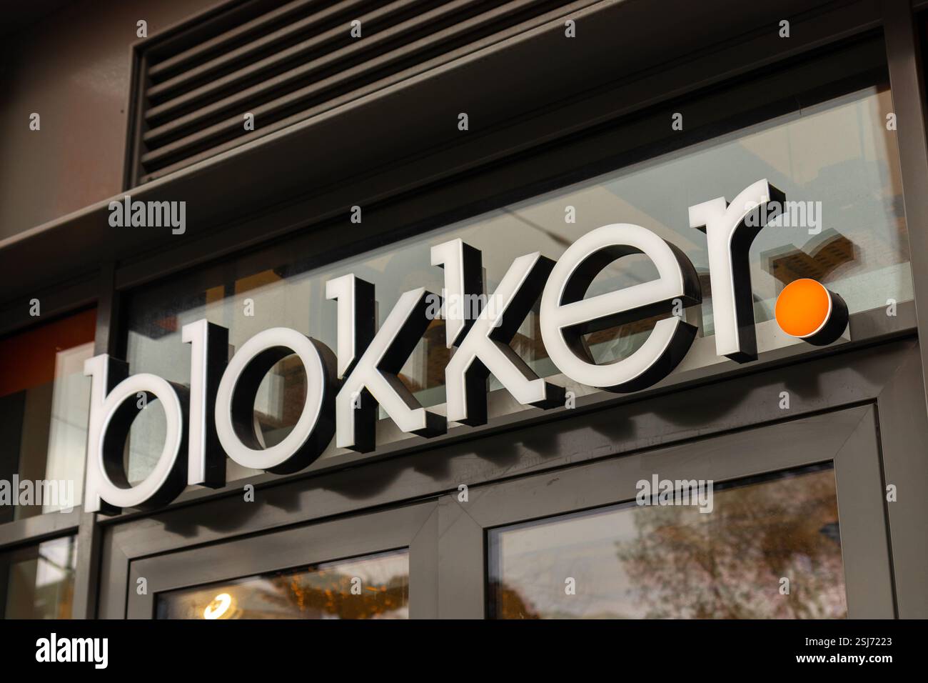 Blokker store logo, a Dutch household supply store chain, Utrecht in ...