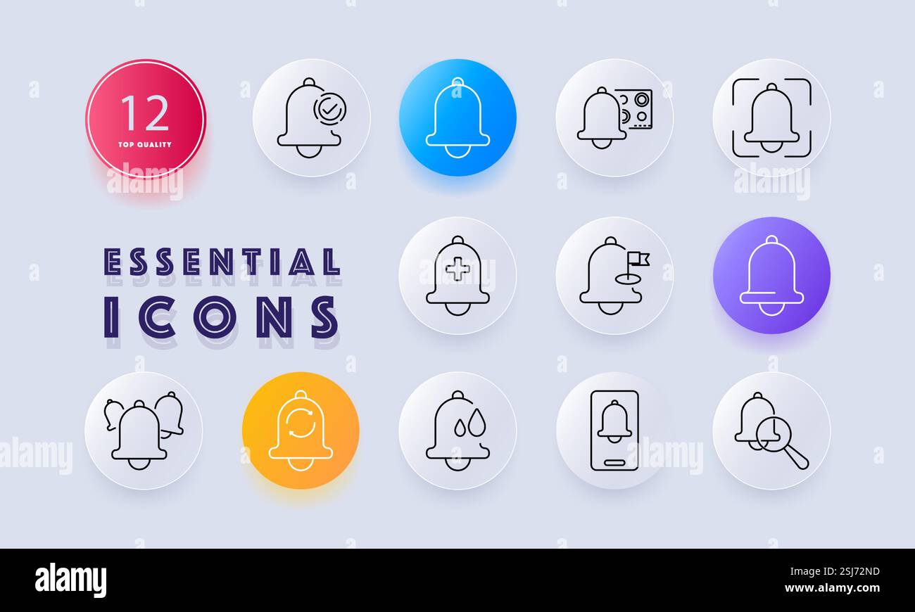 Notification set icon. Alert, reminder, system notification, emergency ...