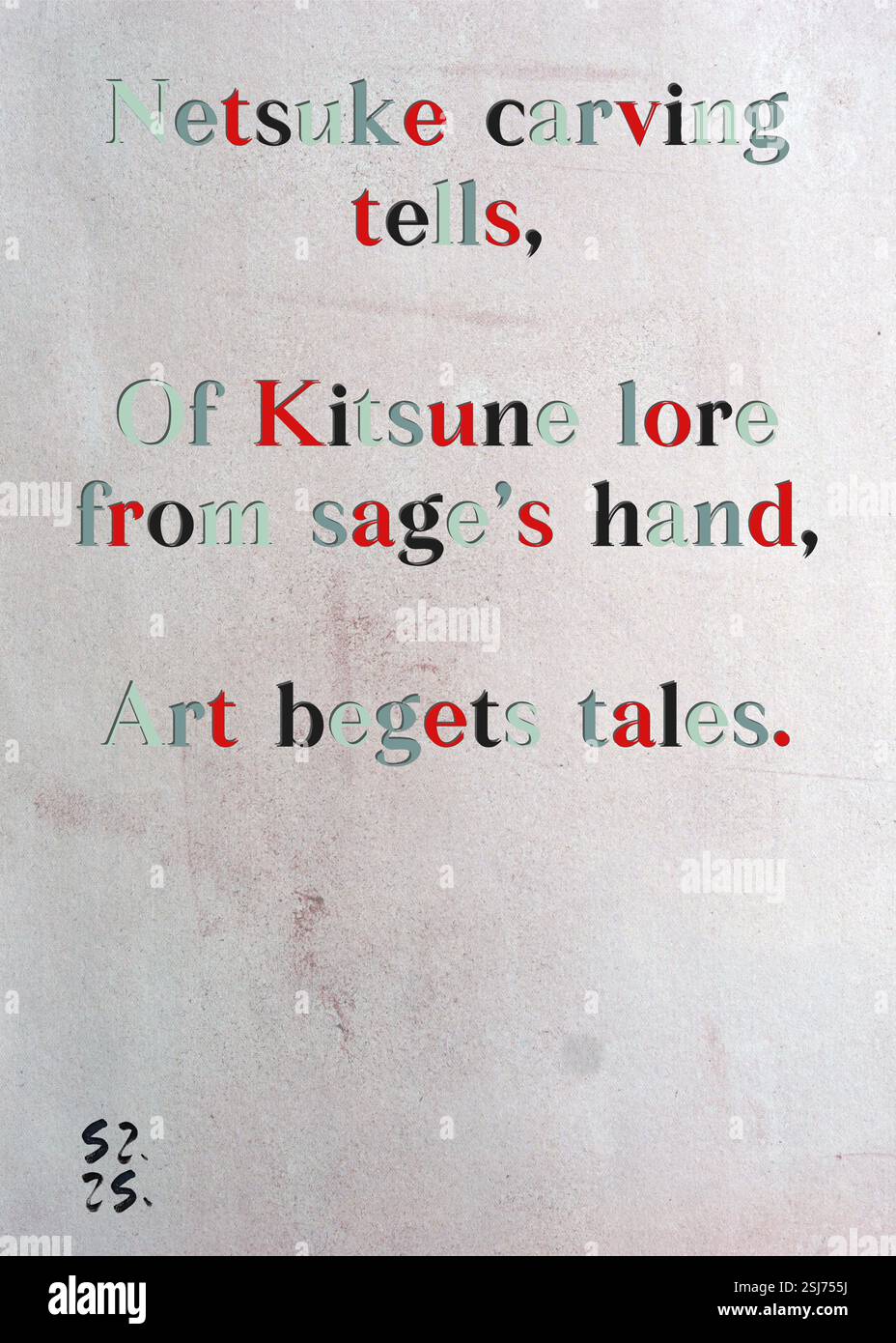 Netsuke carving tells, Of Kitsune lore from sage's hand, Art begets ...