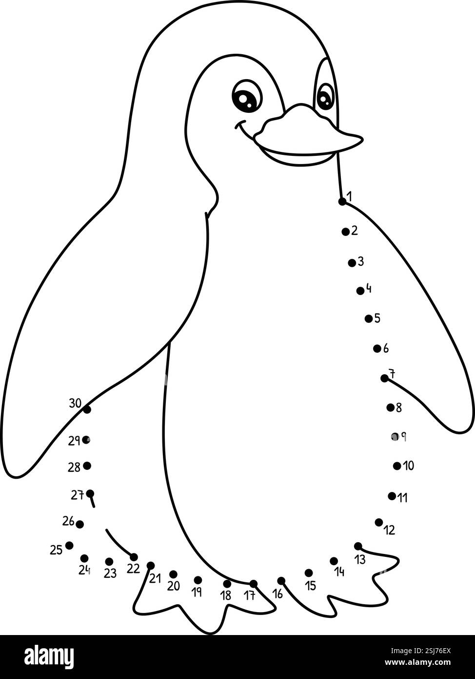 Dot to Dot Penguin Animal Isolated Coloring Page Stock Vector Image ...