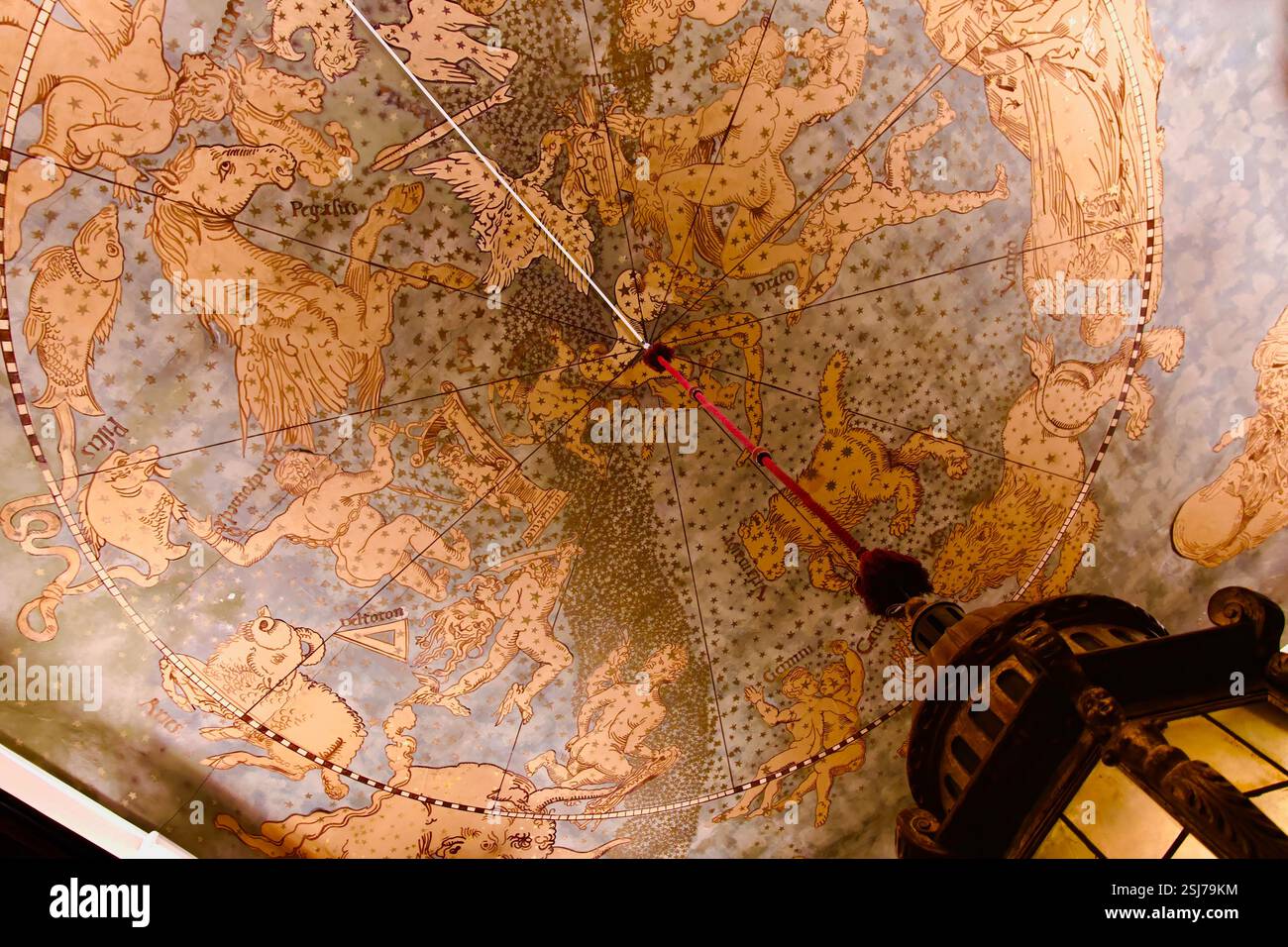 Looking up at Zodiac signs on the ceiling of a recreated room in the ...