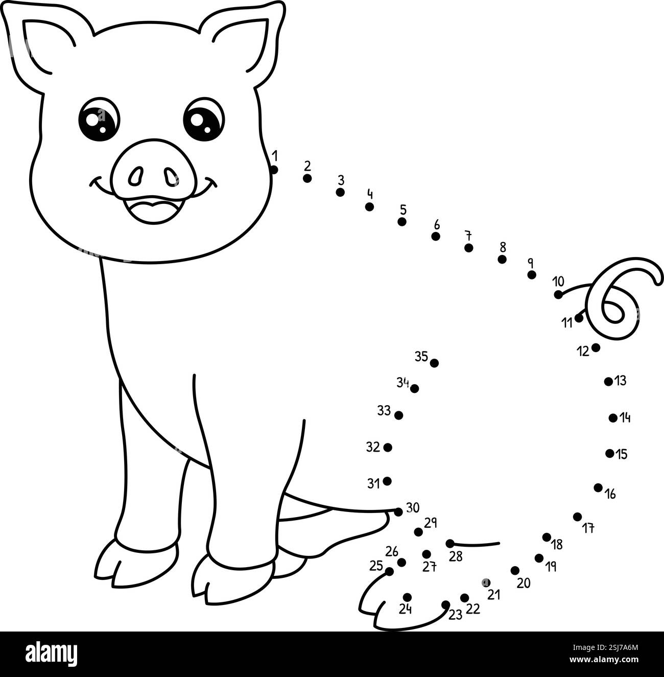 Dot to Dot Pig Animal Isolated Coloring Page Stock Vector Image & Art ...