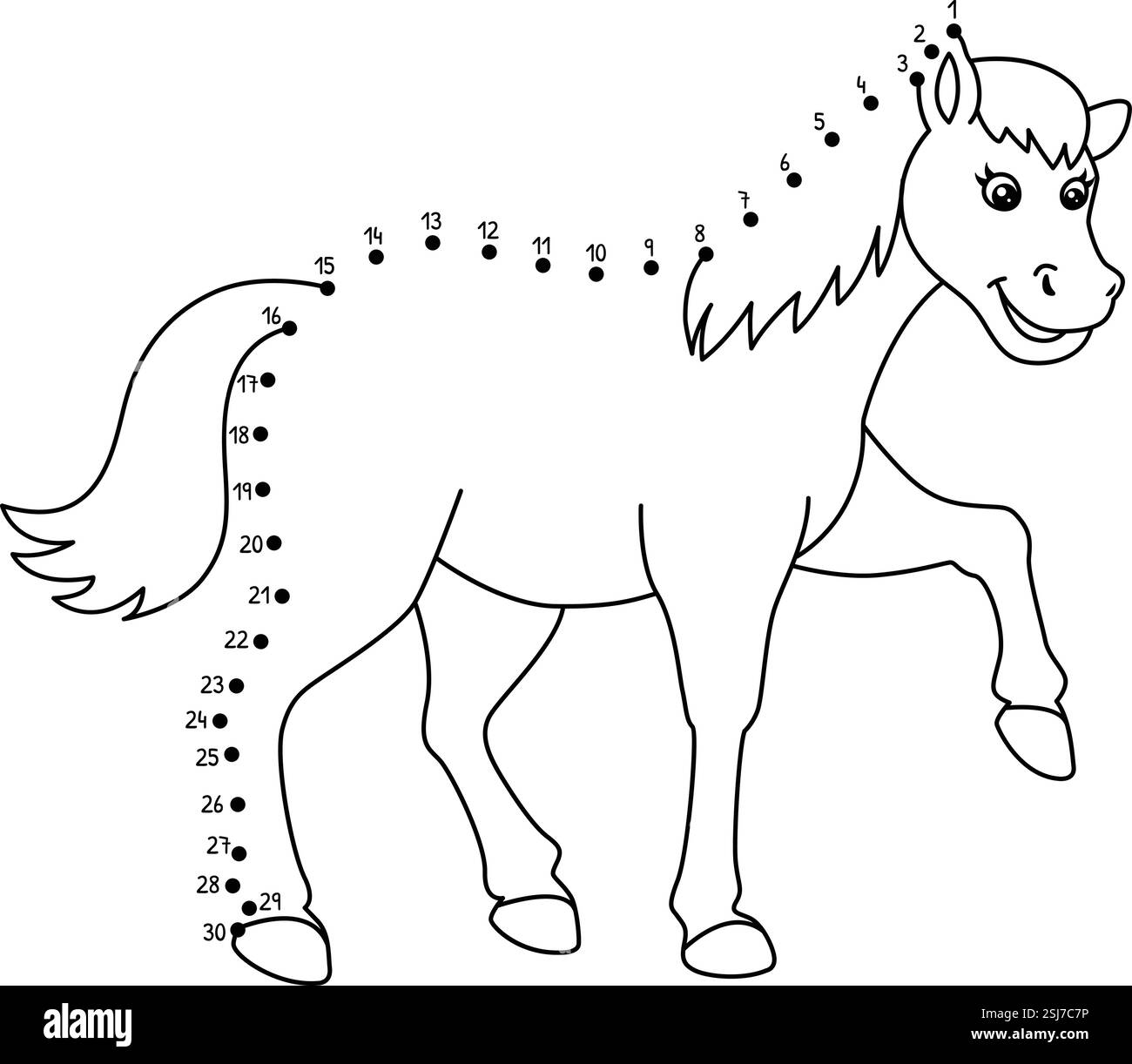 Dot to Dot Horse Animal Isolated Coloring Page Stock Vector Image & Art ...