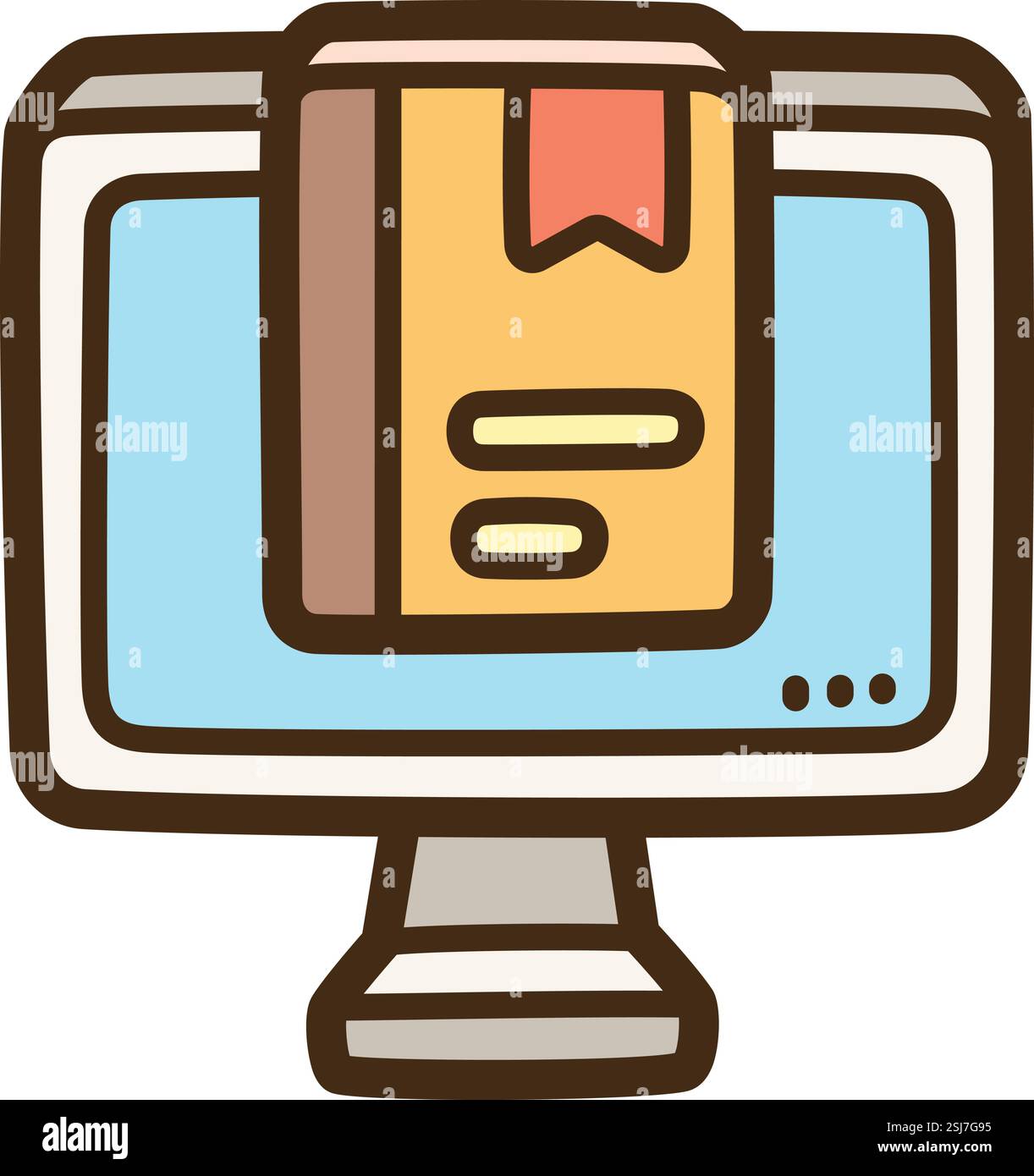 Digital book vector doodle illustration and graphic. Part of education ...