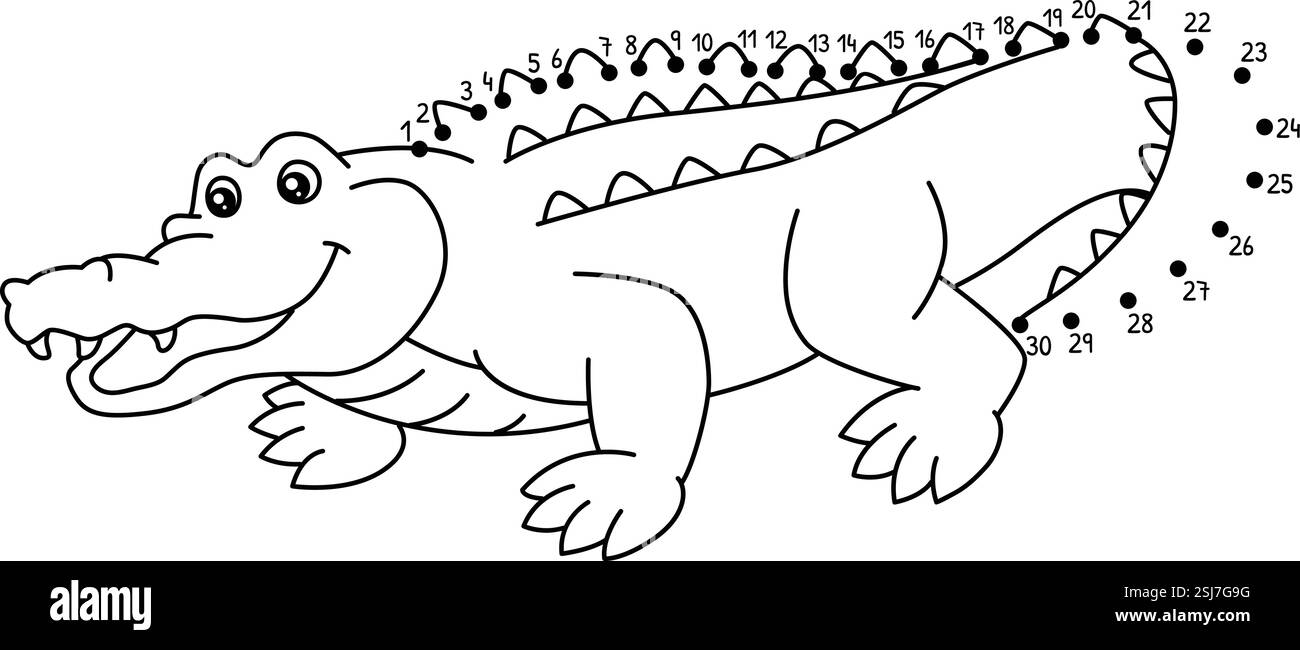 Dot to Dot Crocodile Animal Isolated Coloring Page Stock Vector Image & Art - Alamy