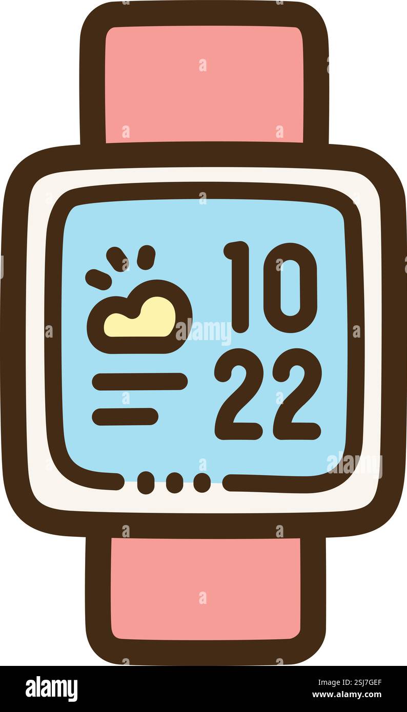 Smartwatch vector doodle illustration and graphic. Part of electronic ...