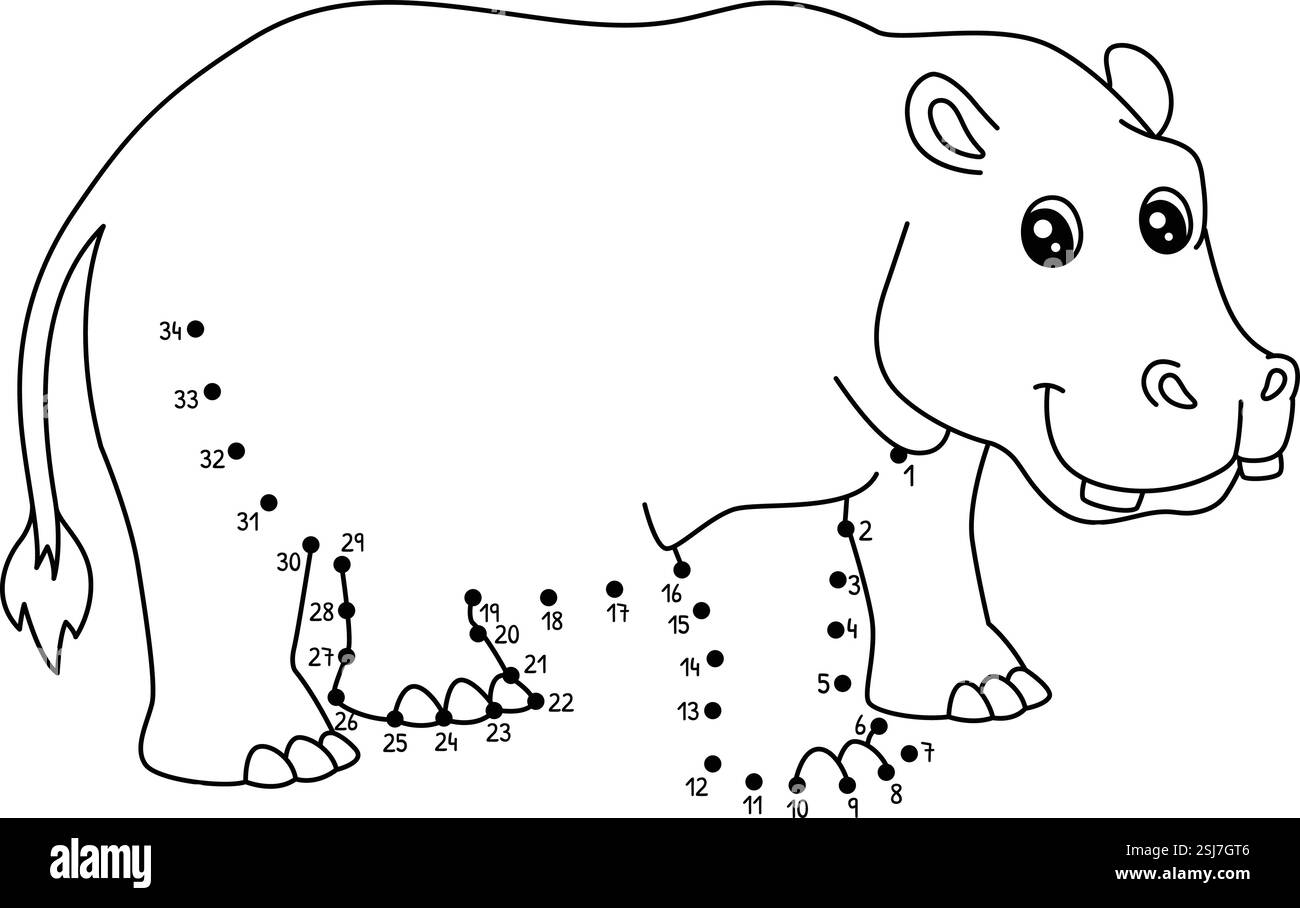 Dot to Dot Hippo Animal Isolated Coloring Page Stock Vector Image & Art - Alamy
