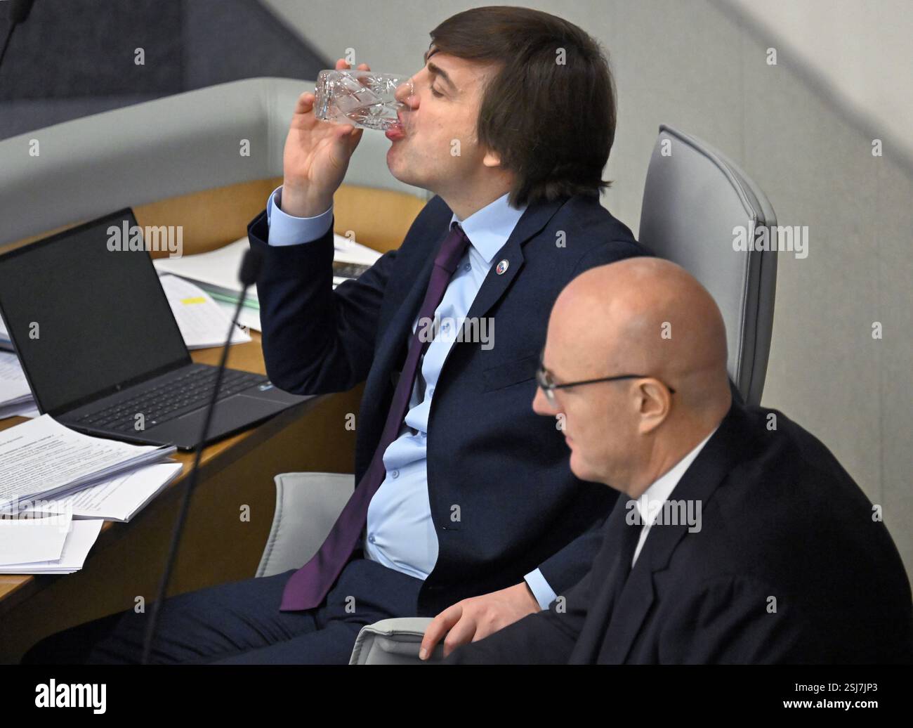 Russian Minister of Education Sergei Kravtsov (left) and Deputy Prime Minister of Russia Dmitry ...