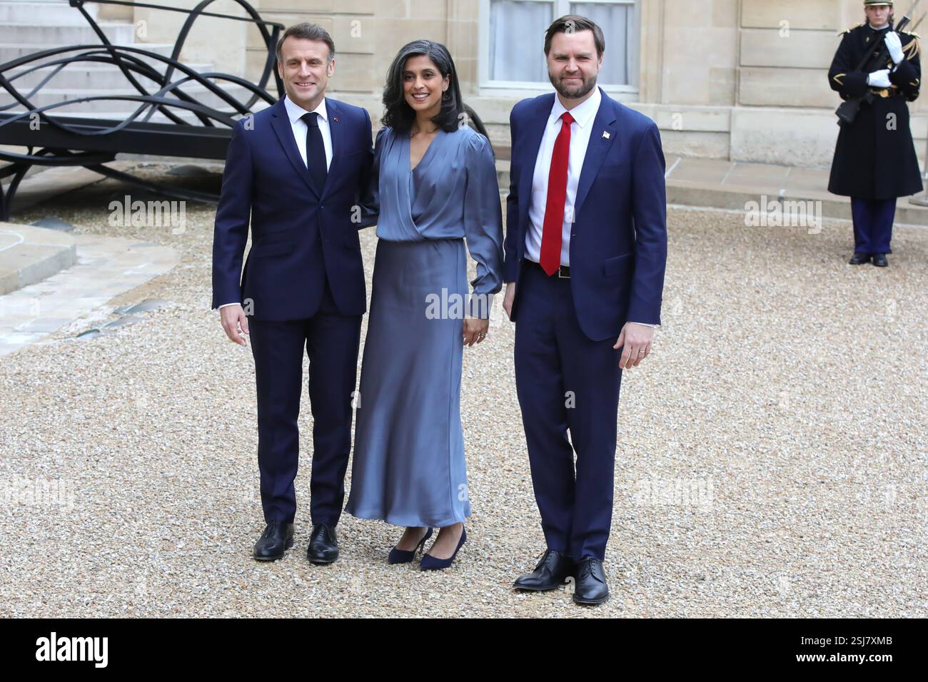 Paris, France on 11 february 2025, M. Emmanuel Macron, Mme Usha Vance ...