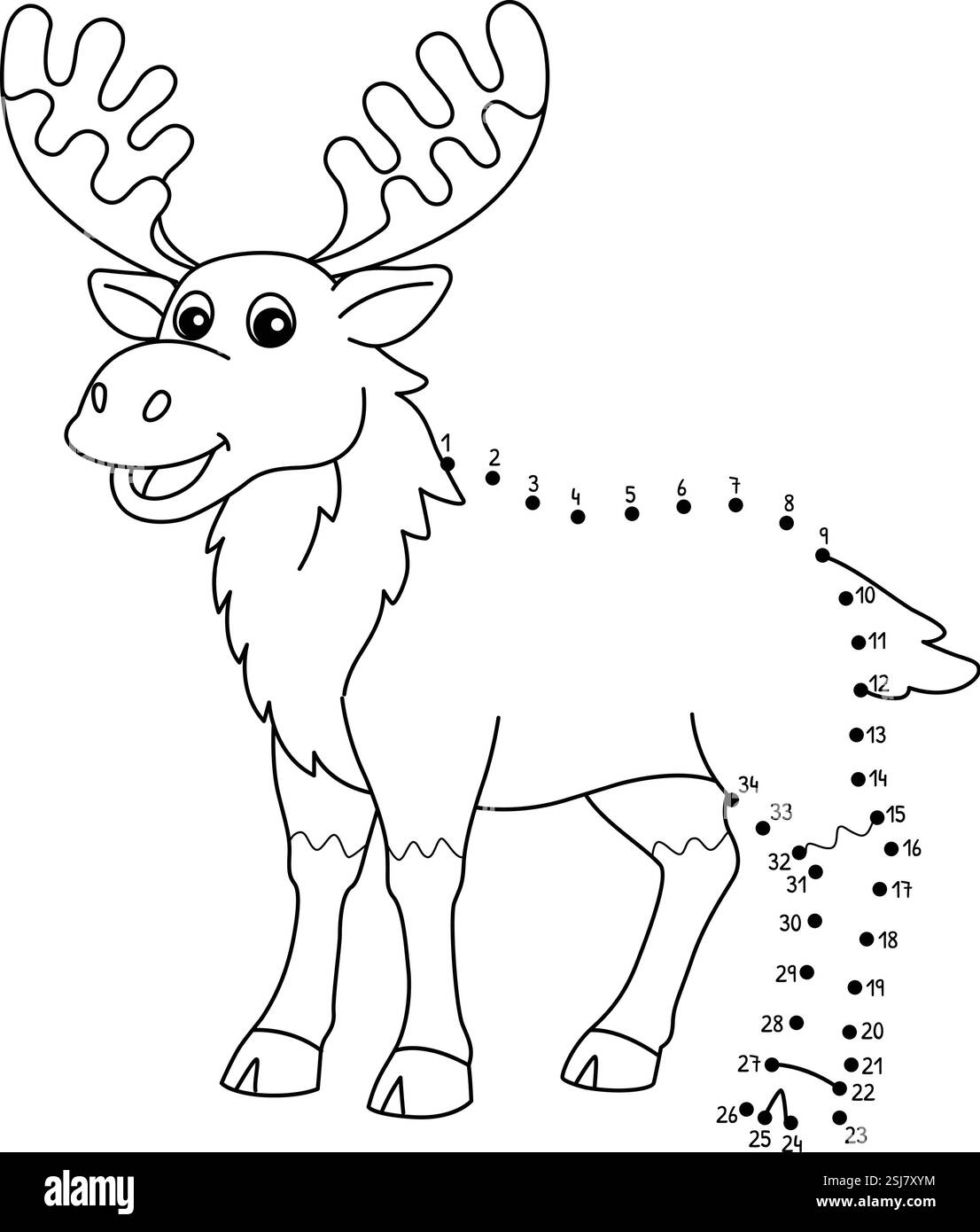 Dot to Dot Moose Animal Isolated Coloring Page Stock Vector Image & Art ...