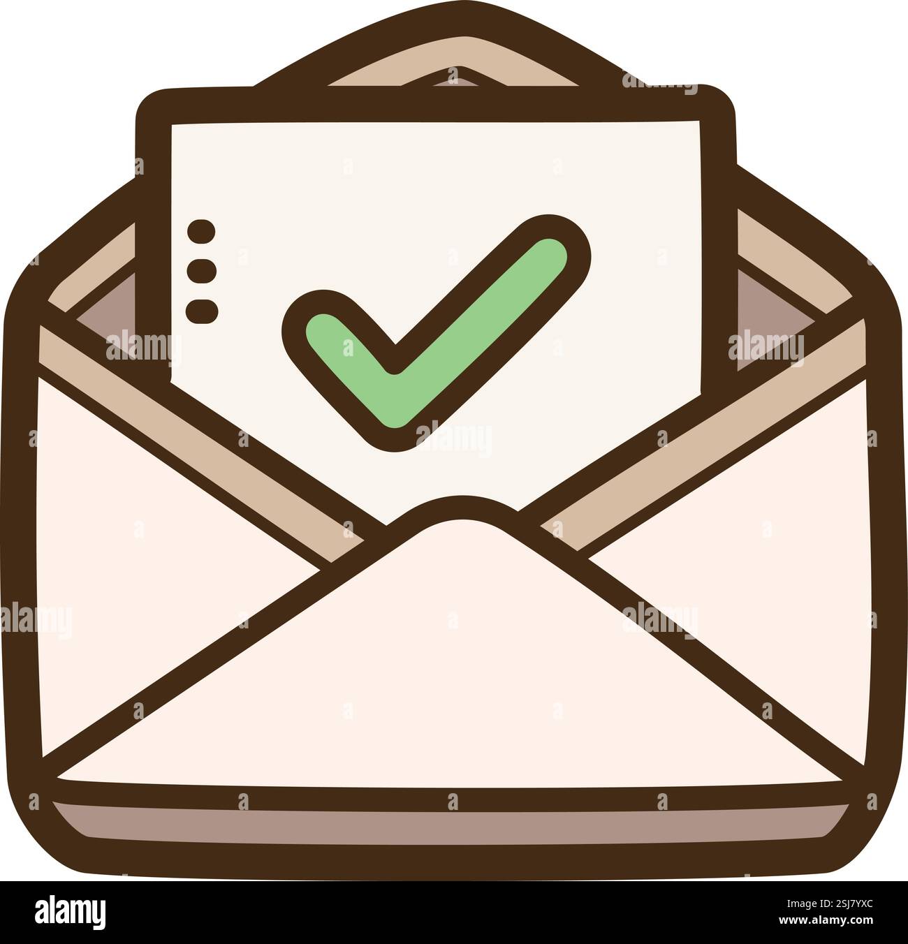 Email checkmark vector doodle illustration and graphic. Part of emails ...