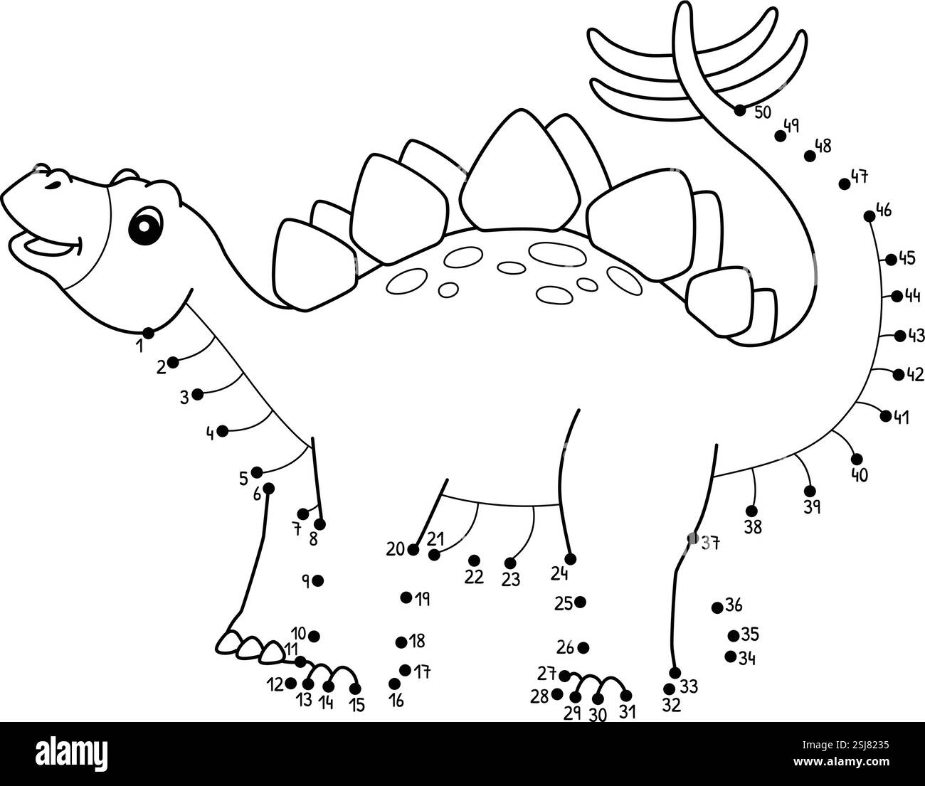 Dot to Dot Stegosaurus Dinosaur Animal Isolated Stock Vector Image ...