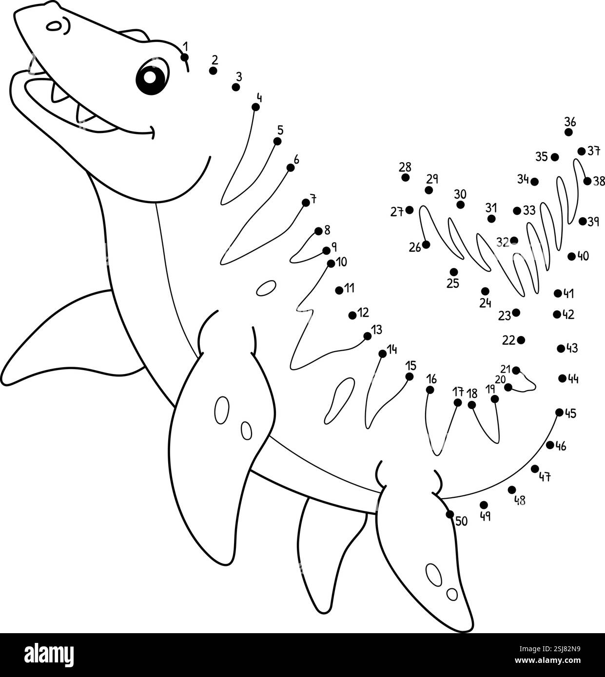 Dot to Dot Mosasaurus Dinosaur Animal Isolated Stock Vector Image & Art ...