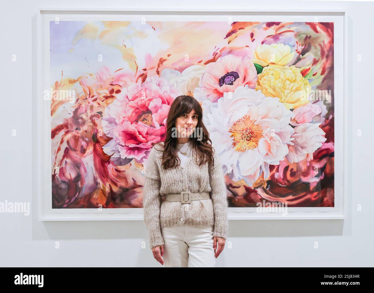 London, UK. 11th Feb, 2025. Artist Janet Pulcho with her work 'The ...