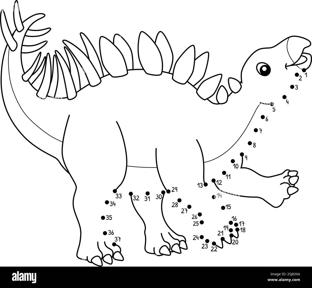 Dot to Dot Kentrosaurus Dinosaur Animal Isolated Stock Vector Image ...