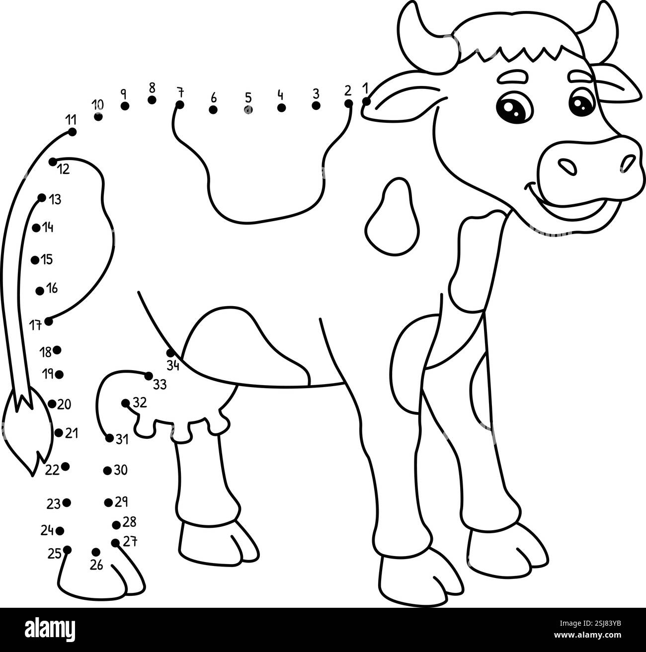 Dot to Dot Cow Animal Isolated Coloring Page Stock Vector Image & Art - Alamy