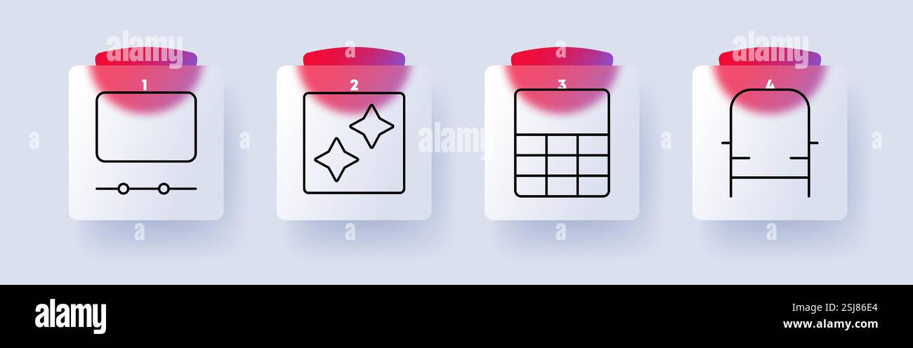 Display and layout set icon. Screen adjustment, sparkle effect, grid ...