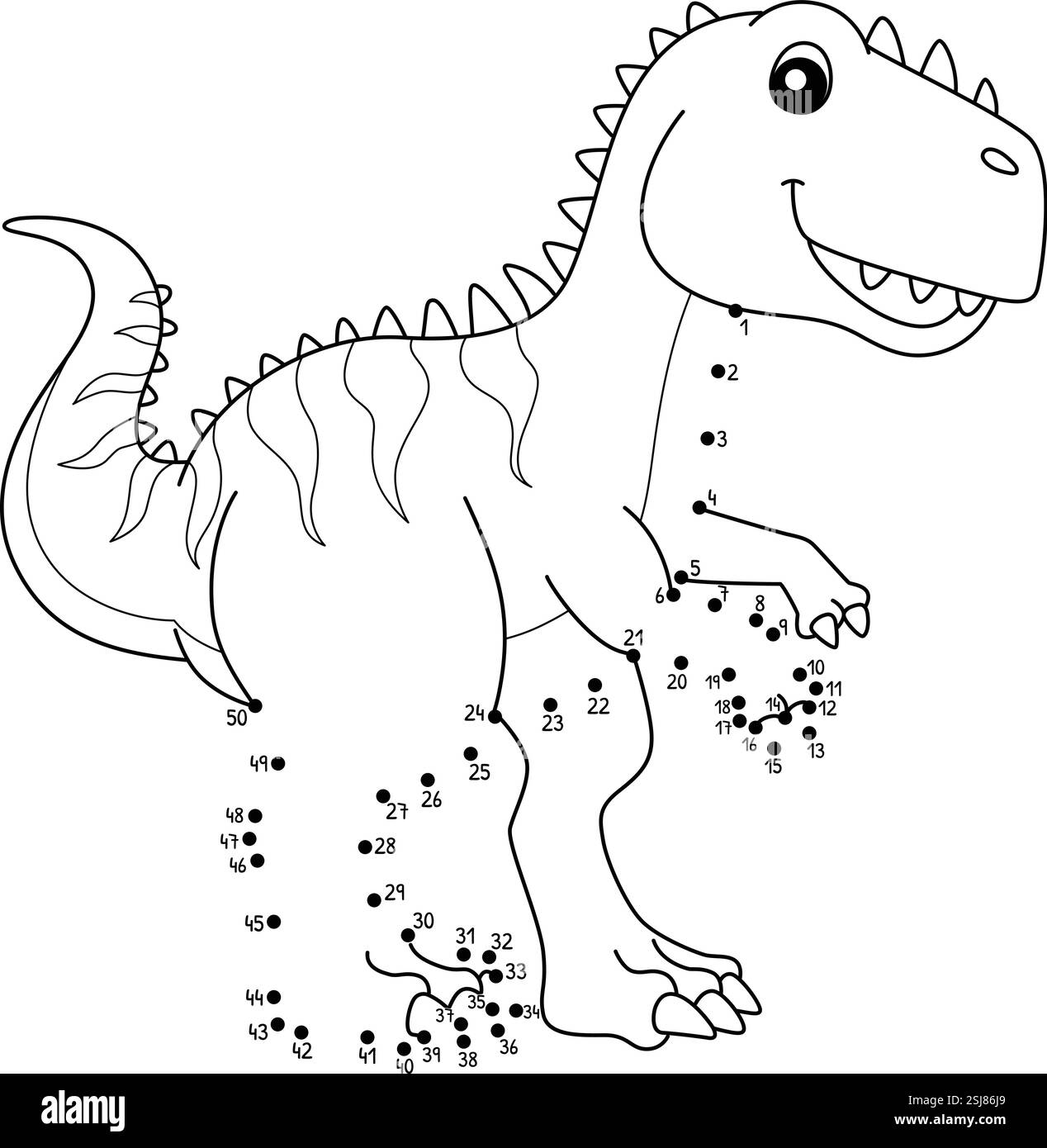 Dot to Dot Giganotosaurus Dinosaur Animal Isolated Stock Vector Image ...