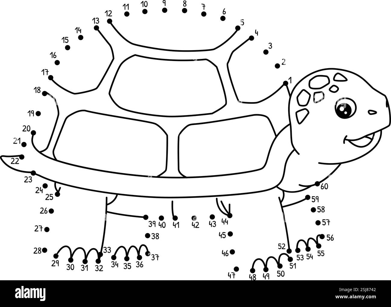 Dot to Dot Turtle Animal Isolated Coloring Page Stock Vector Image ...