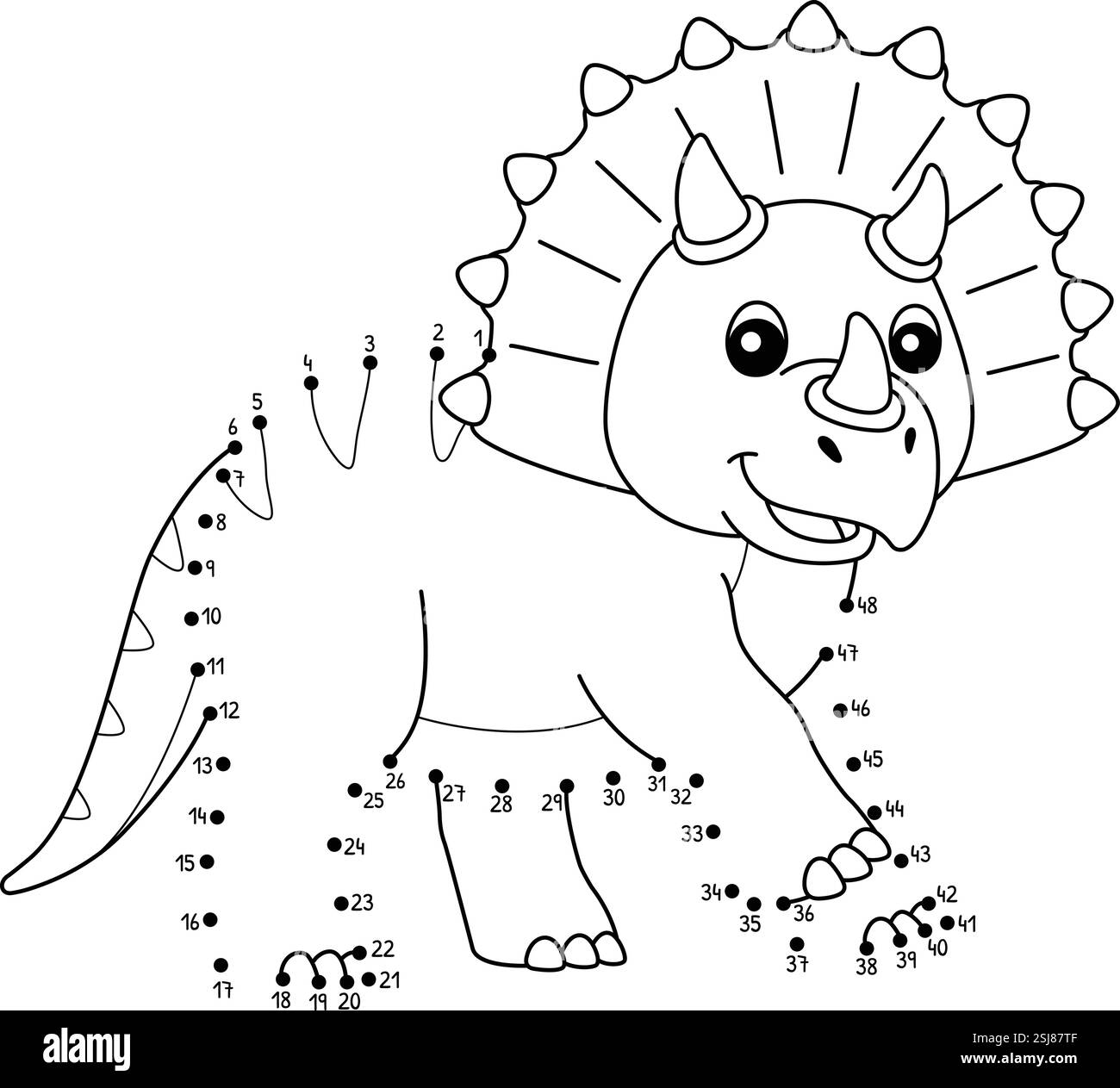 Dot to Dot Triceratops Dinosaur Animal Isolated Stock Vector Image ...