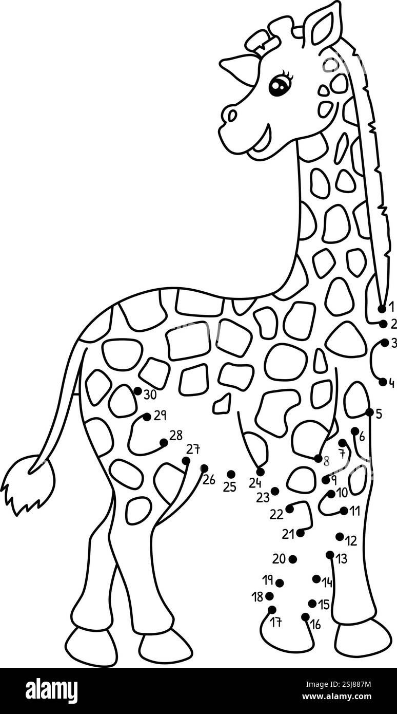 Dot to Dot Giraffe Animal Isolated Coloring Page Stock Vector Image & Art - Alamy