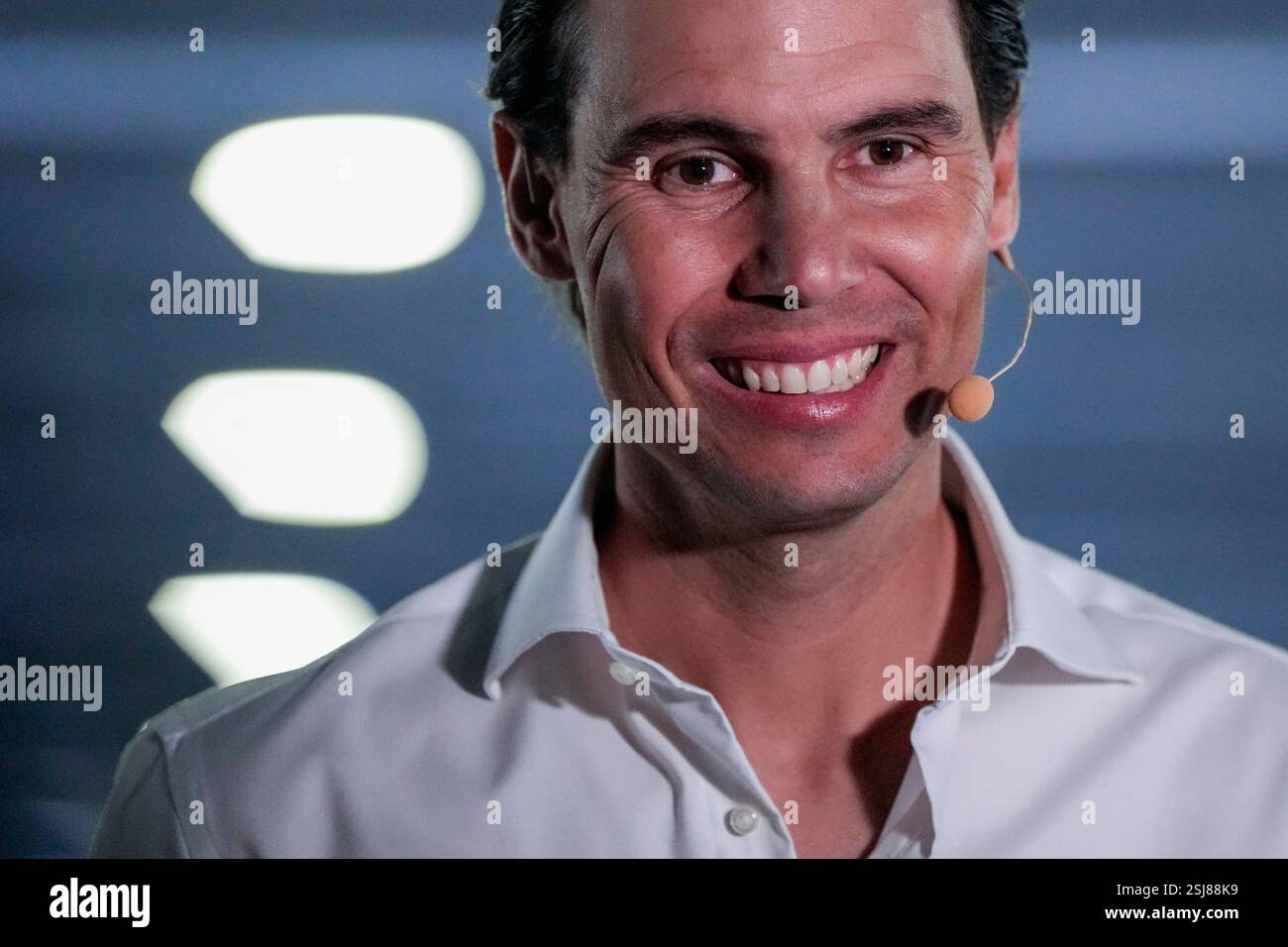 Former Spanish tennis player Rafael Nadal smiles during a tribute to ...