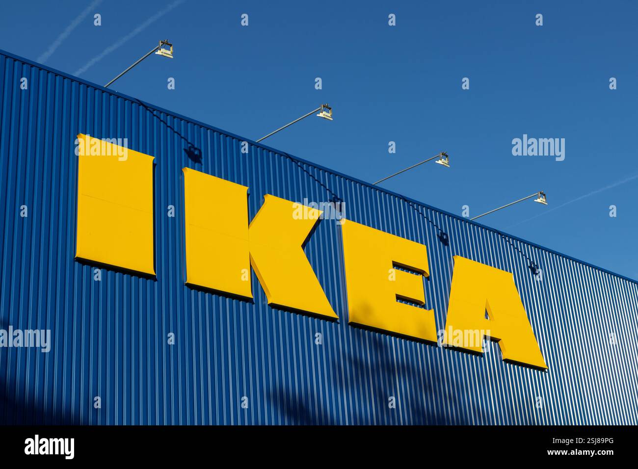 Ikea logo sign on facade, the world's largest retailer of ready-to ...