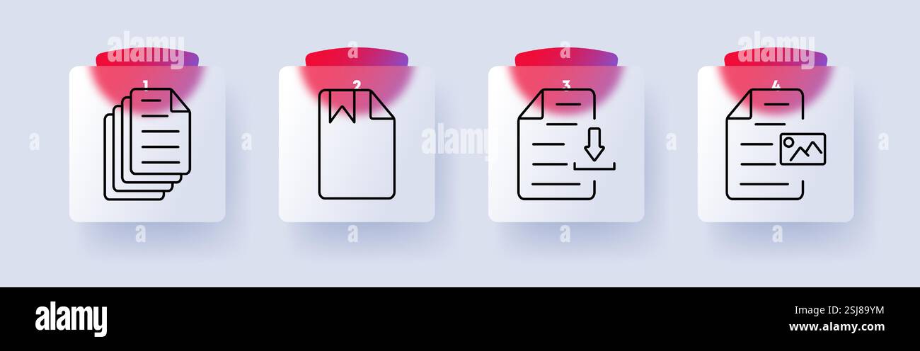 Documentation and archive set icon. File stack, bookmark document ...