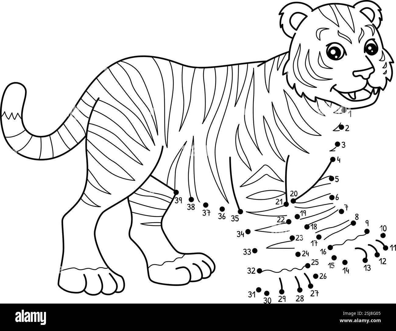 Dot to Dot Tiger Animal Isolated Coloring Page Stock Vector Image & Art - Alamy