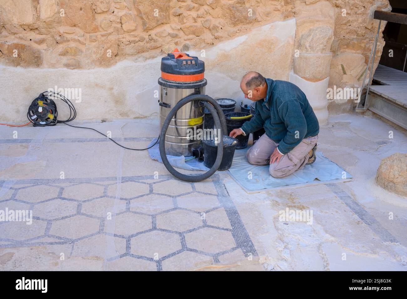 Mosaic floor Restoration work, Masada, Israel Stock Photo - Alamy