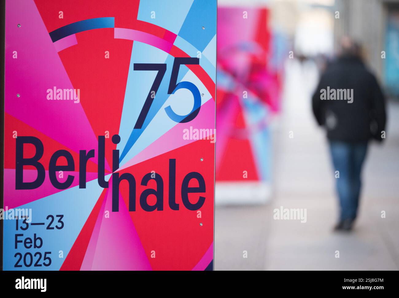 Berlin, Germany. 11th Feb, 2025. Posters with the Berlinale logo at the ...