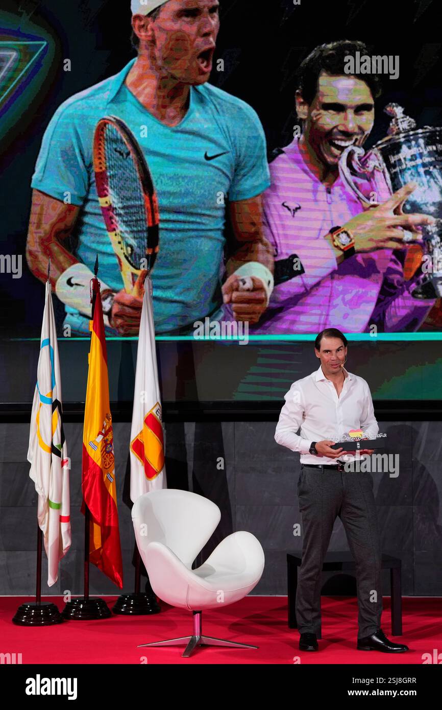 Former Spanish tennis player Rafael Nadal attends a tribute to his ...