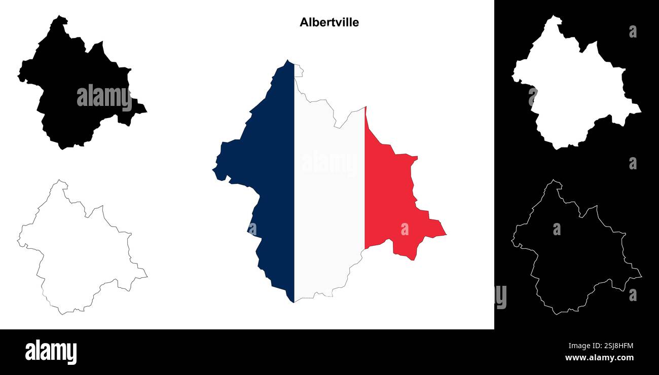 Albertville outline map hi-res stock photography and images - Alamy