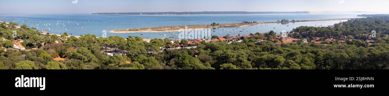 View over Arcachon bay and Cap Ferret from top of Cap Ferret lighthouse ...